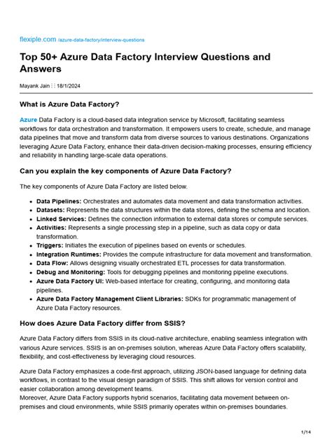 top 50 azure data factory interview questions and answers pdf