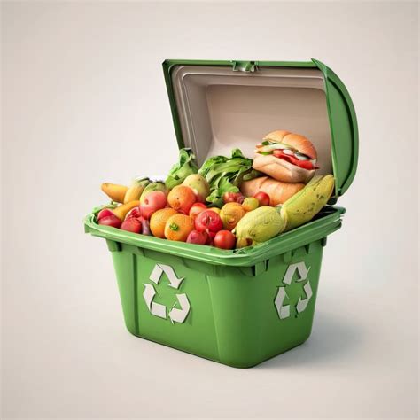 Food Waste In A Green Recycling Bin Stock Illustration Illustration