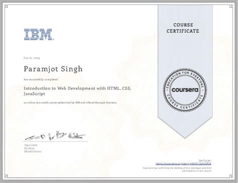 Paramjot Singh On Linkedin Completed Introduction To Web Development With Html Css Javascript