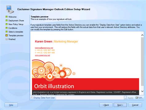 Exclaimer Signature Manager Outlook Edition The Setup Wizard