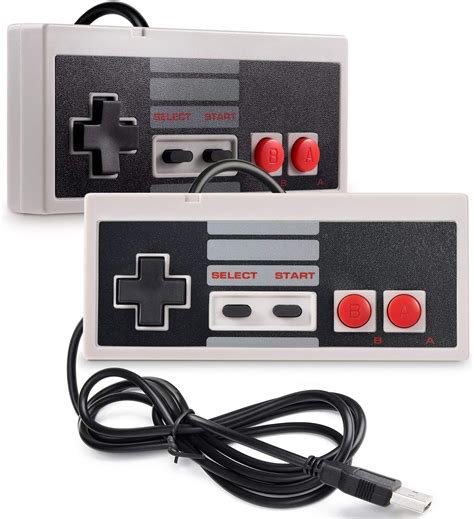 Trixes Pack Of 2 Nes Look Alike Controllers Usb Retro Gaming Joypads
