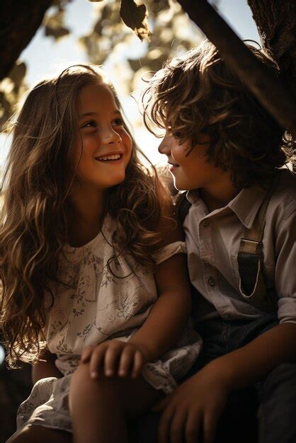 Premium Photo Sibling Bonding Under A Trees Shade
