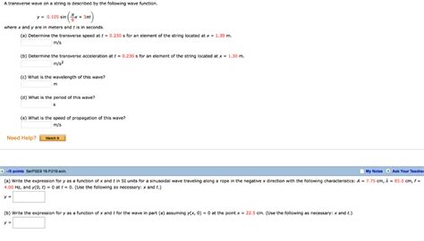 solved a transverse wave on a string is described by the