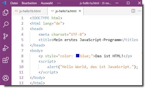Das Erste Javascript Html Und Mehr