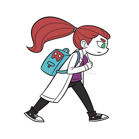 Inventive Girl With Long Red Hair Stock Illustration Illustration Of