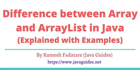 Difference Between Array And Arraylist Javatpoint