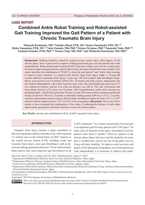 Pdf Combined Ankle Robot Training And Robot Assisted Gait Training Improved The Gait Pattern