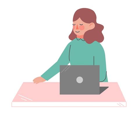 Premium Vector Girl Using Laptop Computer Educational Process