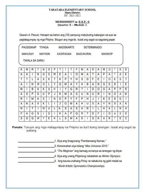 Worksheet Q3 Esp Pdf