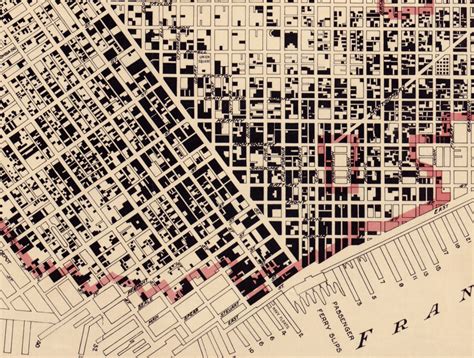 San Francisco California 1908 Fire And Reconstruction Map