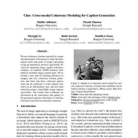 Cross Modal Coherence Modeling For Caption Generation Acl Anthology