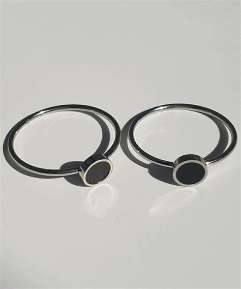 블랙 오닉스 써클 원석 써지컬 스틸 반지 우정링 레이어드링 에이블리