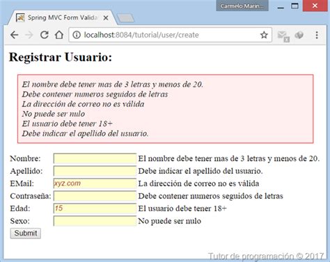 Spring Mvc Validar Formularios