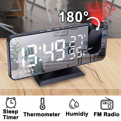 Led Digital Alarm Clock Electronic Table Desktop Clocks Usb Wake Up Fm Radio Time Projector Two