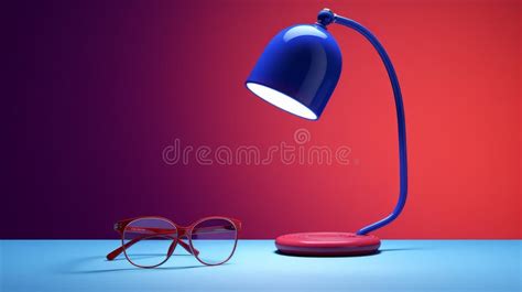 Modern Lamp With Red Lamp And Blue Glasses Hyper Realistic Pop Style
