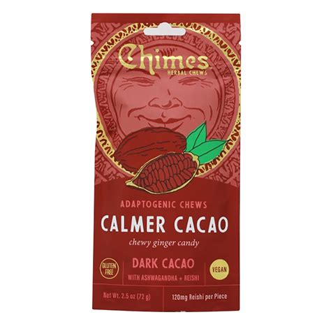 Chimes Adaptogenic Ginger Chews Calmer Cacao Bag Nassau Candy