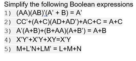 Solved Simplify The Following Boolean Expressions 1