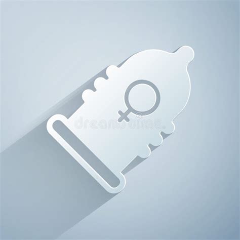 Paper Cut Condom Safe Sex Icon Isolated On Grey Background Safe Love