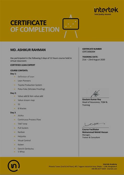Ashikur Rahman On Linkedin After Completion Of Certified Lean Expert I Have Received Certificate