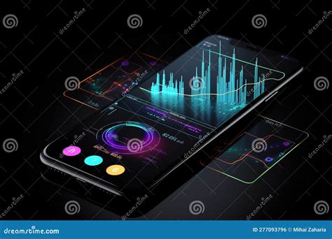 Conceptual Illustration Of A Smartphone Displaying Analytical Data With Colorful Growth Charts