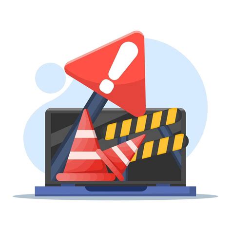 website under maintenance concept laptop with repair tools and warning