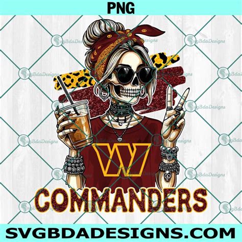 Washington Commanders Skeleton Coffee Girl Png