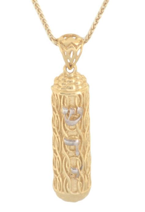 Magical Gold Mezuzah Scroll Pendant Nadav Art By Avi Nadav