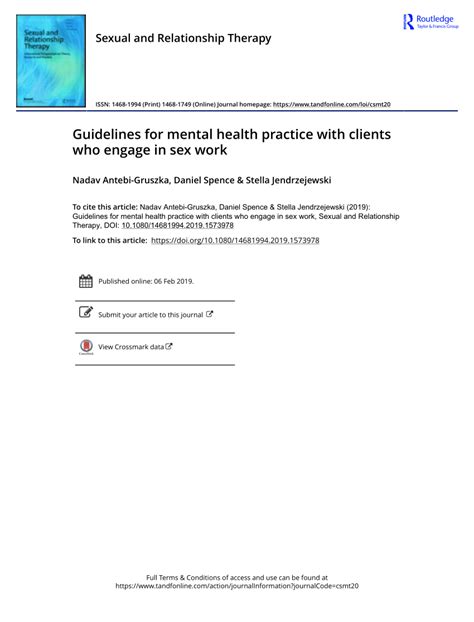 Pdf Guidelines For Mental Health Practice With Clients Who Engage In Sex Work