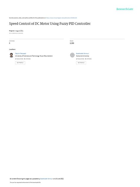 Speed Control Of Dc Motor Using Fuzzy Pid Controller Pdf Electric Motor Electromagnetism