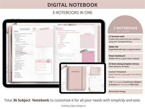 Nude Landscape Digital Notebook Notebooks In One Tab Subject Hyperlinked Goodnotes