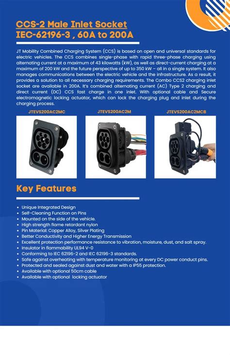 80a 200a Ccs2 Car Ev Inlet Socket With Actuator Dc Ccs Type 2 Iec 62196 3 Jt Mobility Private