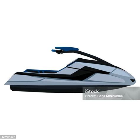 하이드로 사이클 제트 스키 스쿠터 물의 표면에 이동하기위한 차량 디자인 및 웹을 위해 흰색 배경에 격리된 벡터 그림입니다 수상