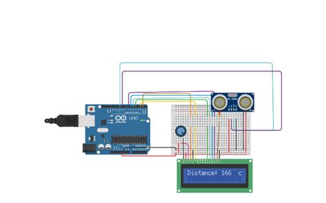 Circuit Design Ultrasonic Sensor With Lcd Display Tinkercad