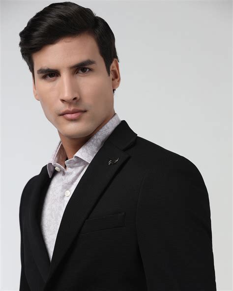 Buy Black Textured Blazer Chris Online