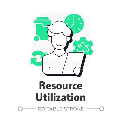 Resource Utilization Flat Outline Concept Icon Stock Illustration