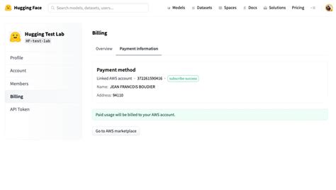 hugging face hub on the aws marketplace pay with your aws account