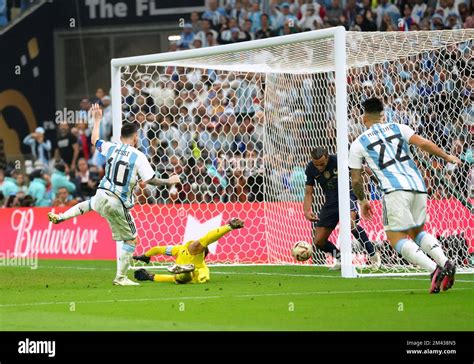 Argentinas Lionel Messi Scores Their Sides Third Goal Of The Game