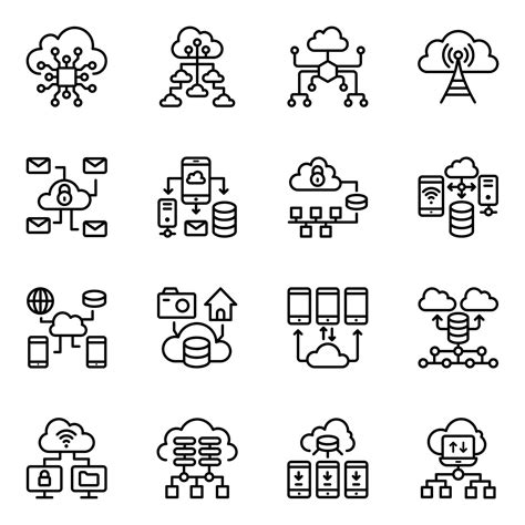 Pack Of Cloud Devices Line Icons Vector Art At Vecteezy