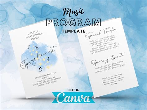 Music Program Template Instant Digital Download Edit In Canva Choir