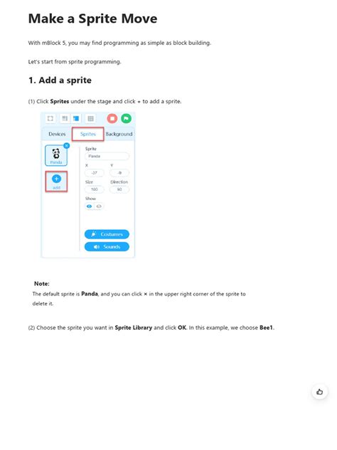 Make A Sprite Move Mblock Pdf Computers