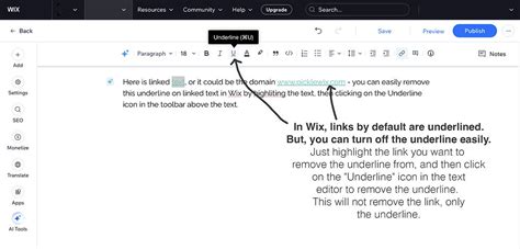 Remove Underlines From Links In Wix