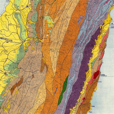 Geological Map Of Taiwan Geologic Taiwan Map Geology Map Etsy