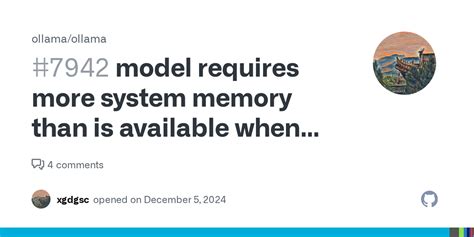Model Requires More System Memory Than Is Available When Usemmap · Issue 7942 · Ollamaollama