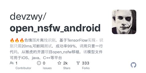 GitHub devzwy open nsfw android 色情图片离线识别基于TensorFlow实现识别只需20ms 可断网测试成功率99 调用只要一行代码从雅虎