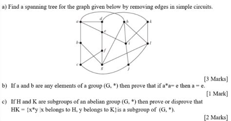 A Find A Spanning Tree For The Graph Given Below By Removing Edges In Si