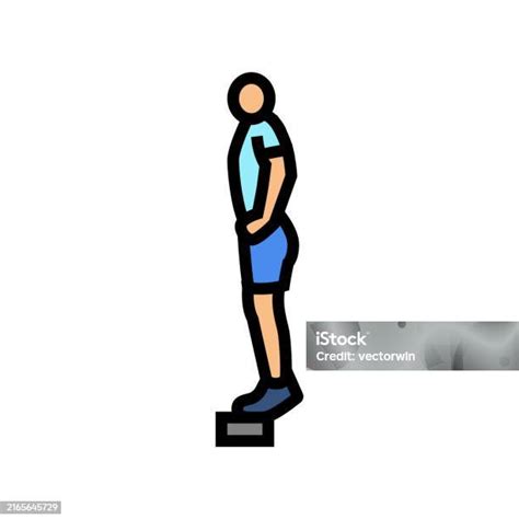 송아지 올리다 피트니스 운동 다리 색상 아이콘 벡터 일러스트 레이 션 근육에 대한 스톡 벡터 아트 및 기타 이미지 근육