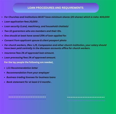 Loan Procedures And Requirements Srd Trinity Sacco