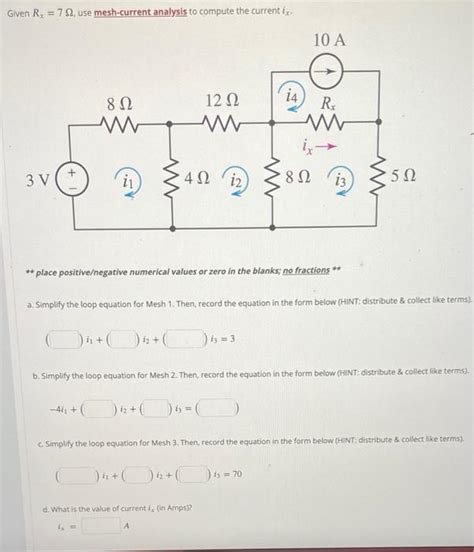 Solved Given Rx Ω use mesh current analysis to compute the Chegg com
