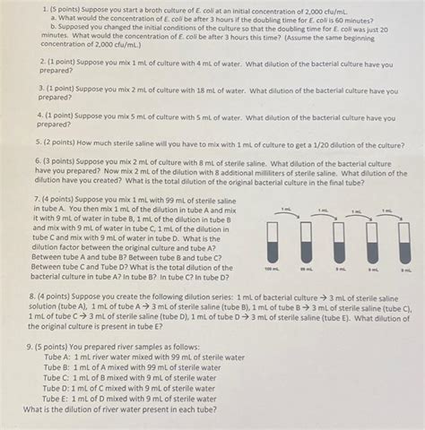 Solved 1 5 Points Suppose You Start A Broth Culture Of E Chegg Com