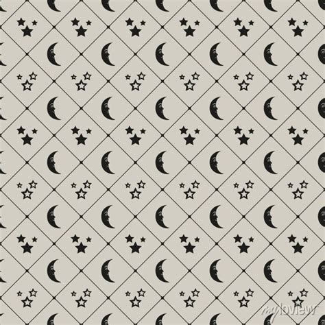 Pattern Of Rhomboid Cells With Stars And Moons Inside Vector Posters